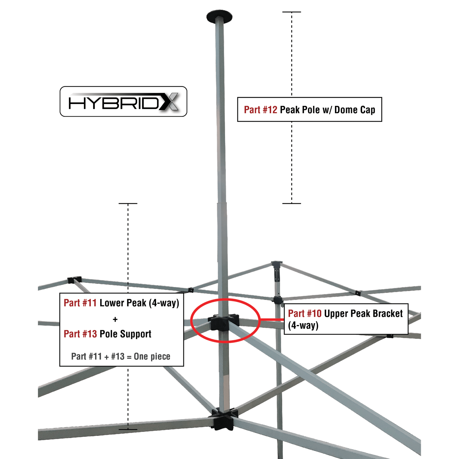 Hybrid X - Upper Peak Bracket (4-way) Part 10 – Caravan Canopy